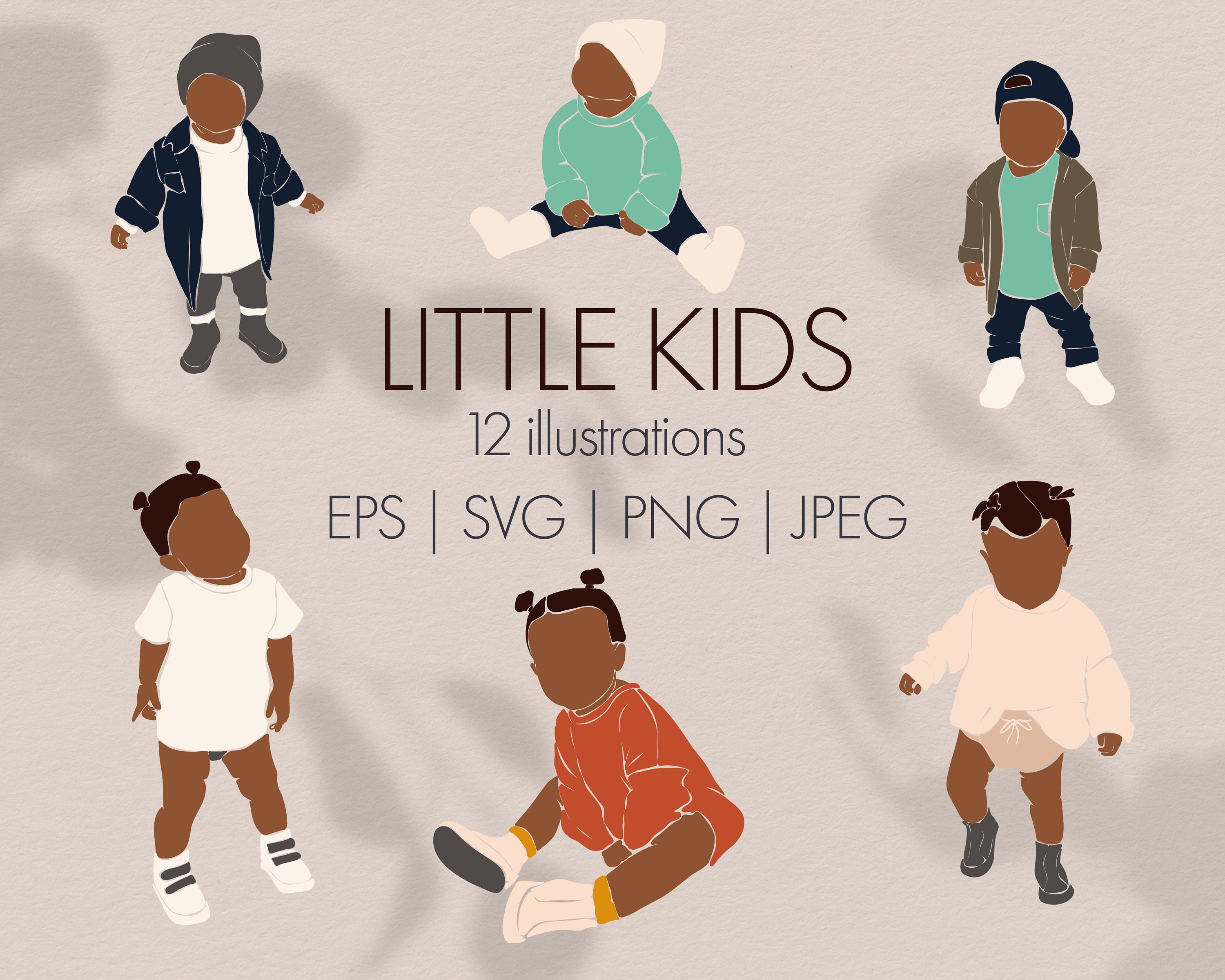 Abstract Kids Clipart, African Baby Svg, Fashion Baby Clipart, Kids ...