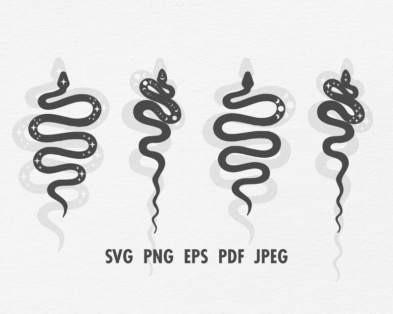 Celestial Snake Svg, Snake Svg, Moon Svg, Bohemian Snake Clipart ...