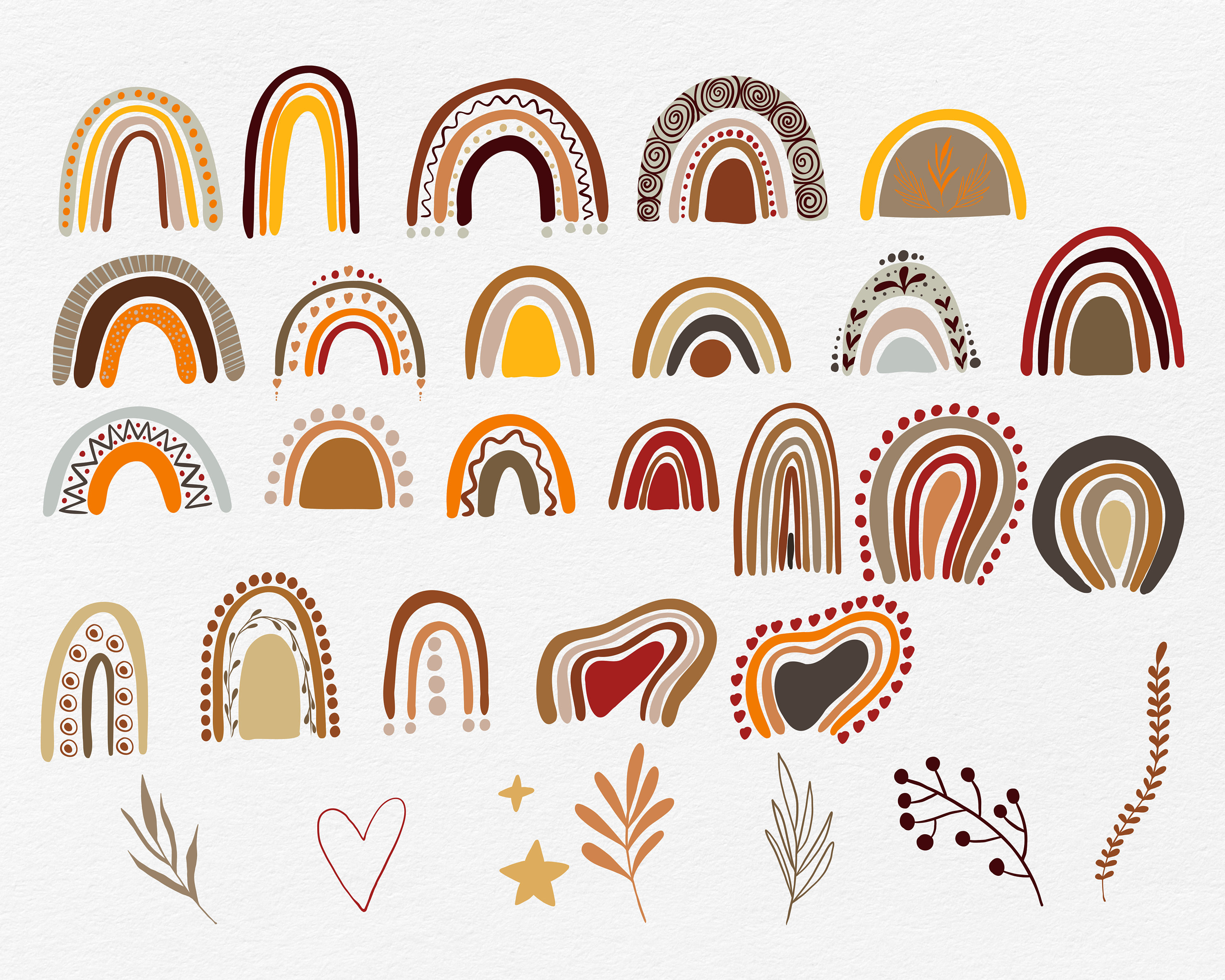 Boho Rainbow Svg Bundle, Rainbow Clipart, Boho Rainbow Vector, Rainbow ...