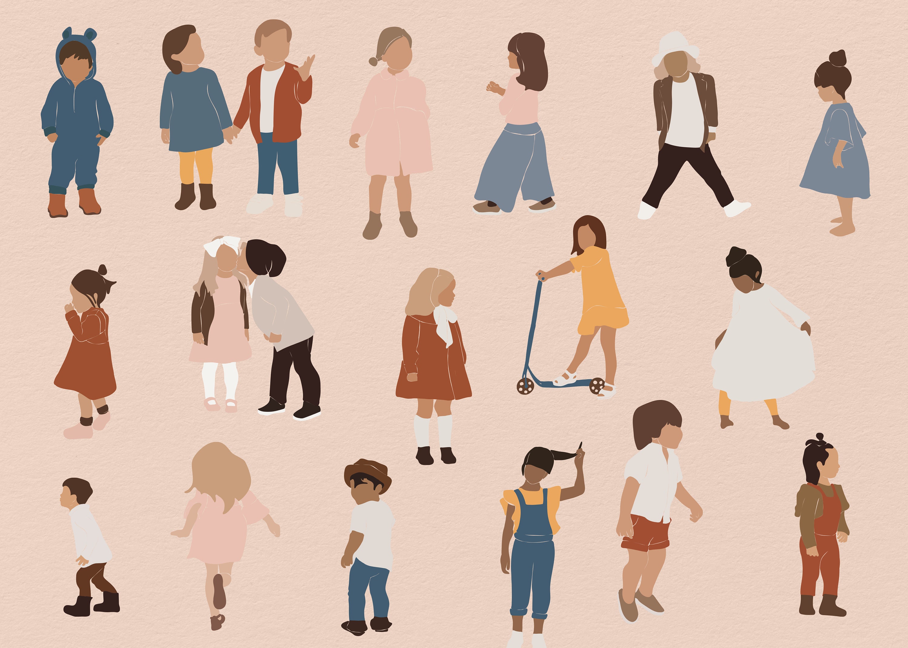 Abstract Kids SVG, Abstract Children PNG, Fashion Baby Set, Kids Vector ...