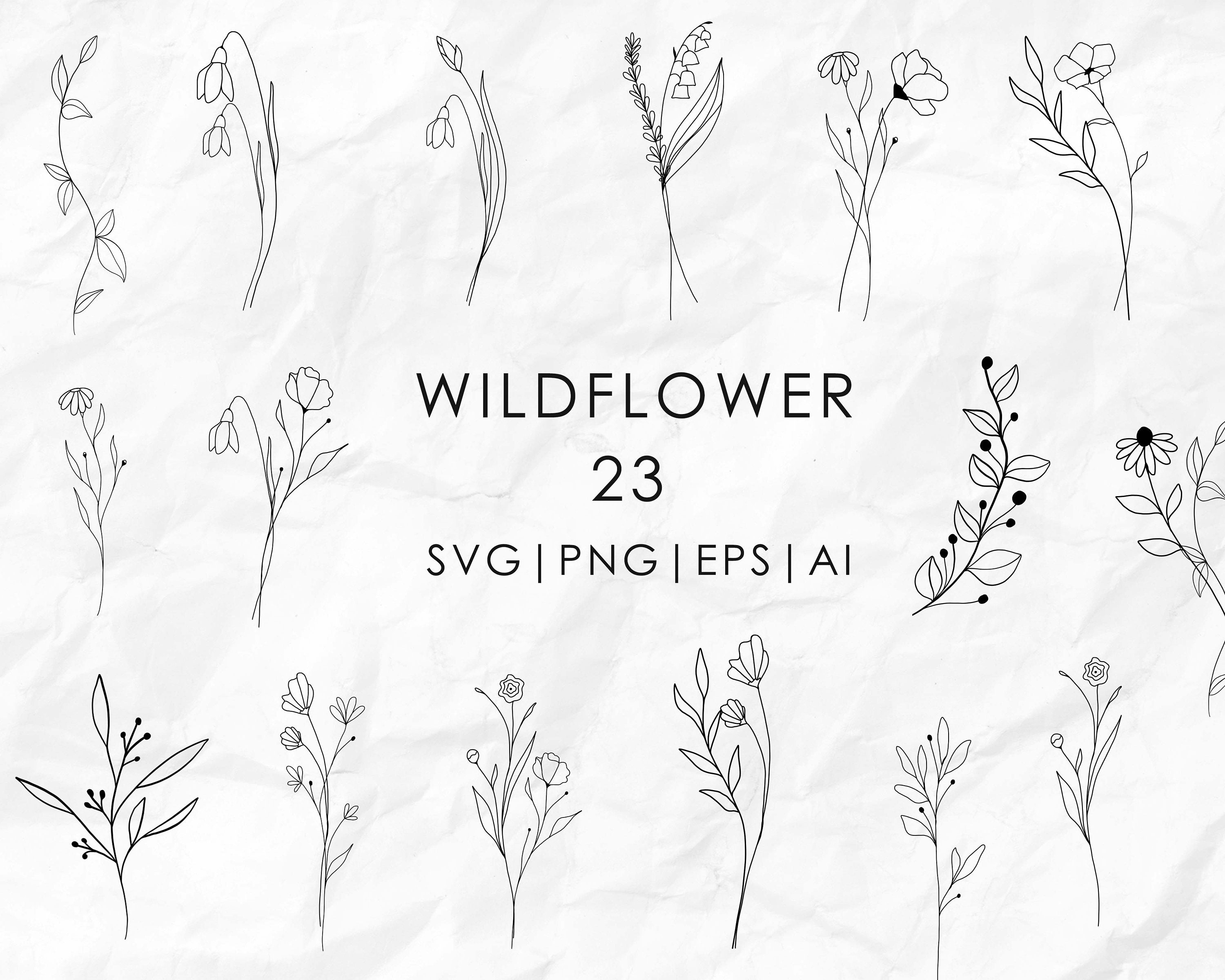Wildflowers Svg Flowers Svg Bundle Plant Svg Botanic Svg Birth - Etsy