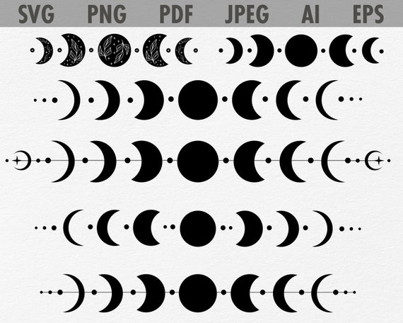 Moon Phase Svg Bundle Crescent Moon Svg Moon Phase Icon - Etsy