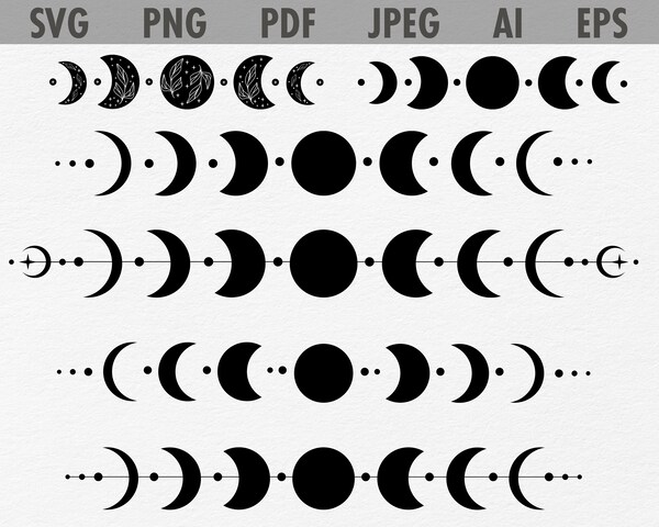Moon Svg Moon Phases Svg Lunar Phases Svg Crescent Moon Svg - Etsy Canada