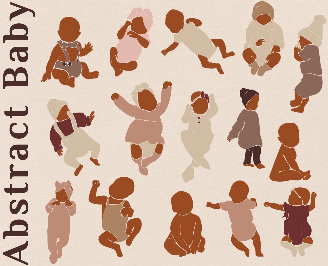 Boho Kids Clipart, Baby Clipart, Flat Vector Baby, Baby Svg Clipart ...