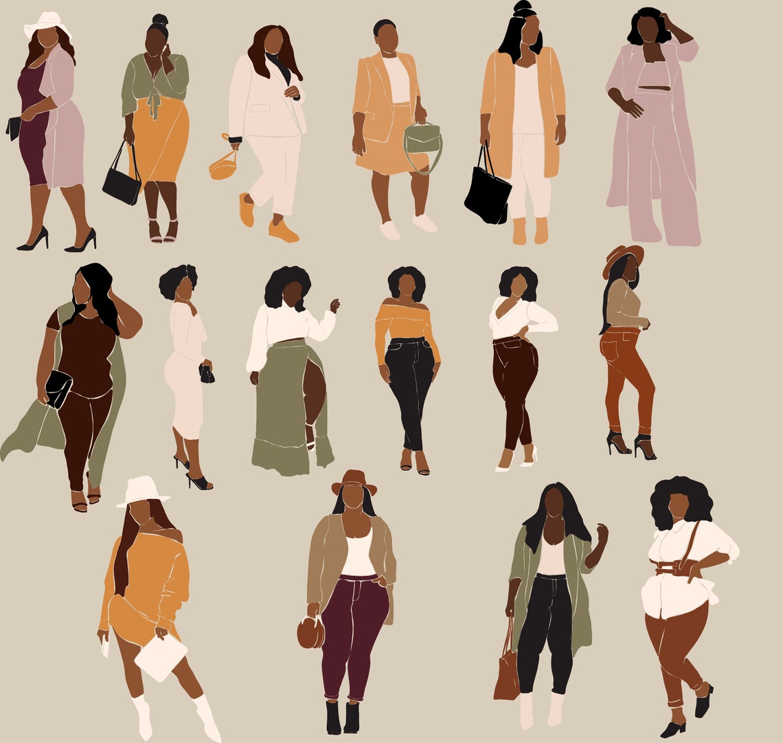 Curvy Woman SVG Afro Girl Clipart Black Woman Clipart - Etsy