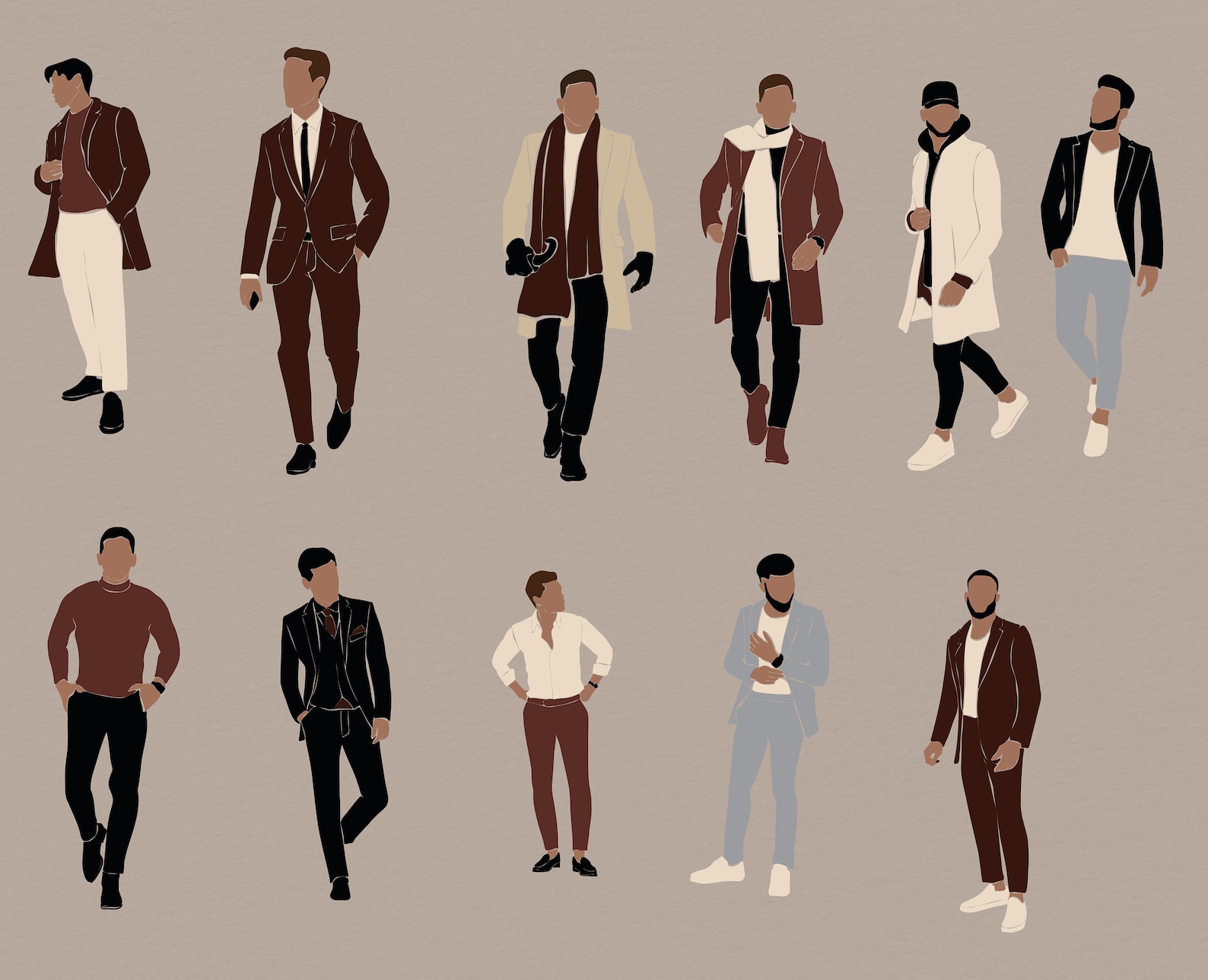 White Male Character Clipart, Boss Men Clipart, Abstract Men Art ...