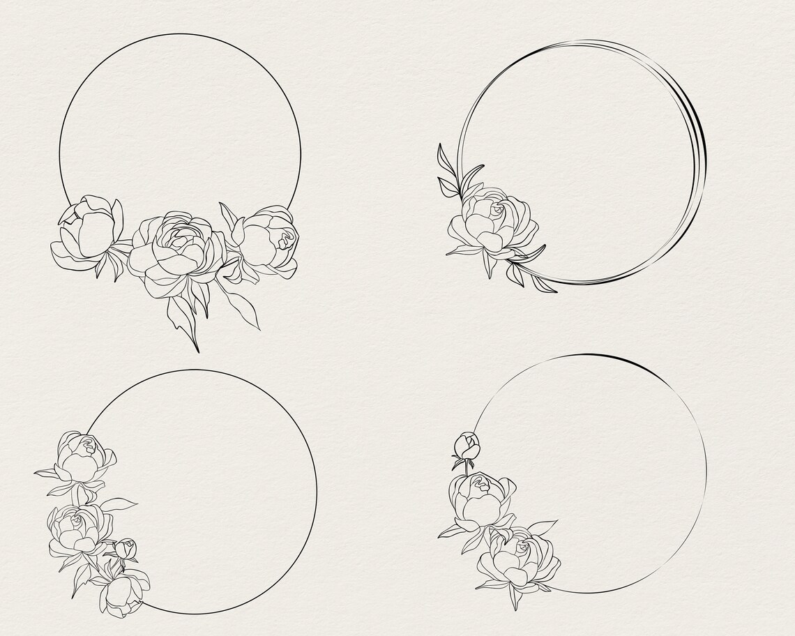 Floral Wreath Svg Circle Frame Svg Wreath Monogram Svg - Etsy