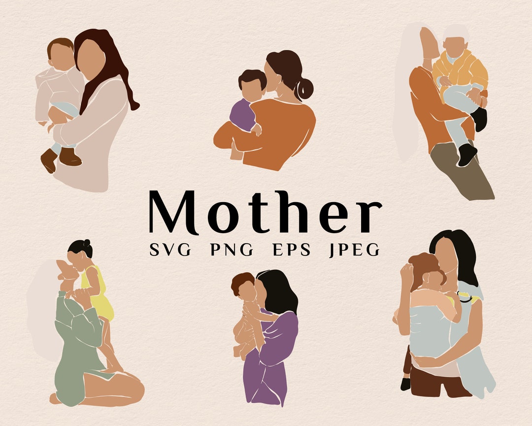 Mother Clipart, Family Clipart, Mother Svg, Mom and Baby Clipart, Woman ...