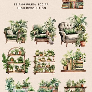Indoor Plants Watercolor Clipart, Watercolor Plants Clipart ...