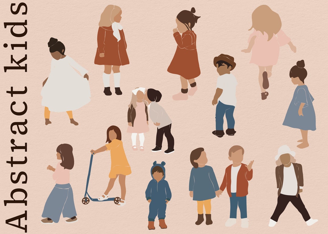 Abstract Kids SVG, Abstract Children PNG, Fashion Baby Set, Kids Vector ...
