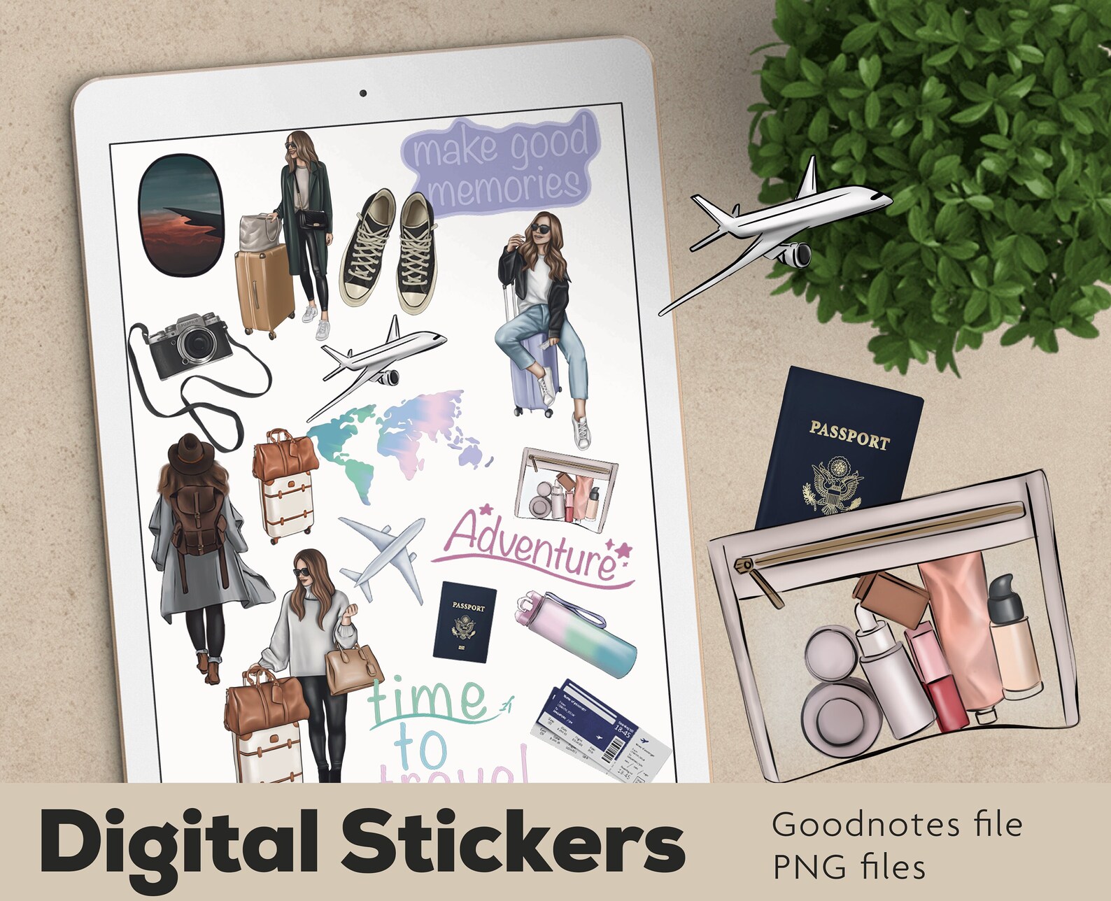 Travel Girl Digital Stickers, Fashion Clipart Digital Stickers ...