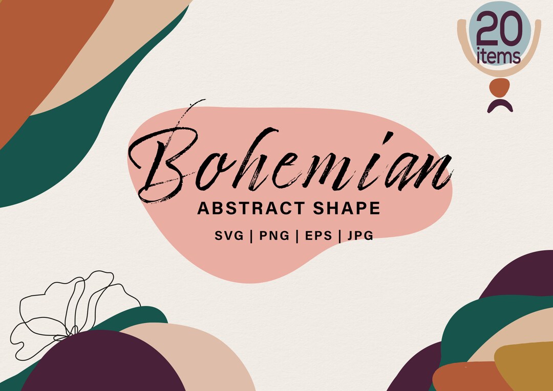 Boho Clipart, Abstract Boho Clipart Modern Boho Collageshapes Svg Boho ...