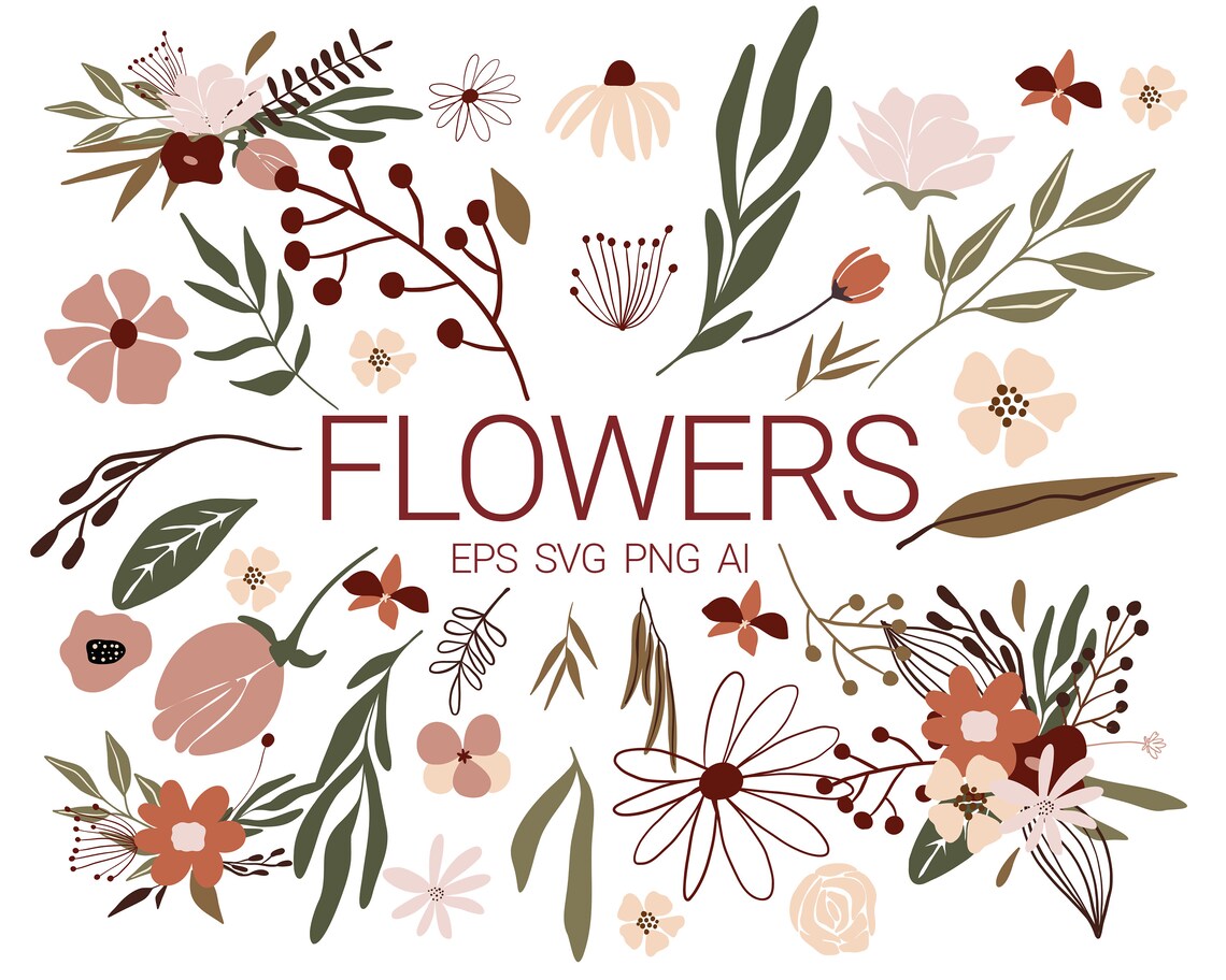 Wildflowers Svg, Floral Svg, Flower Svg, Botanical Svg, Floral Svg ...