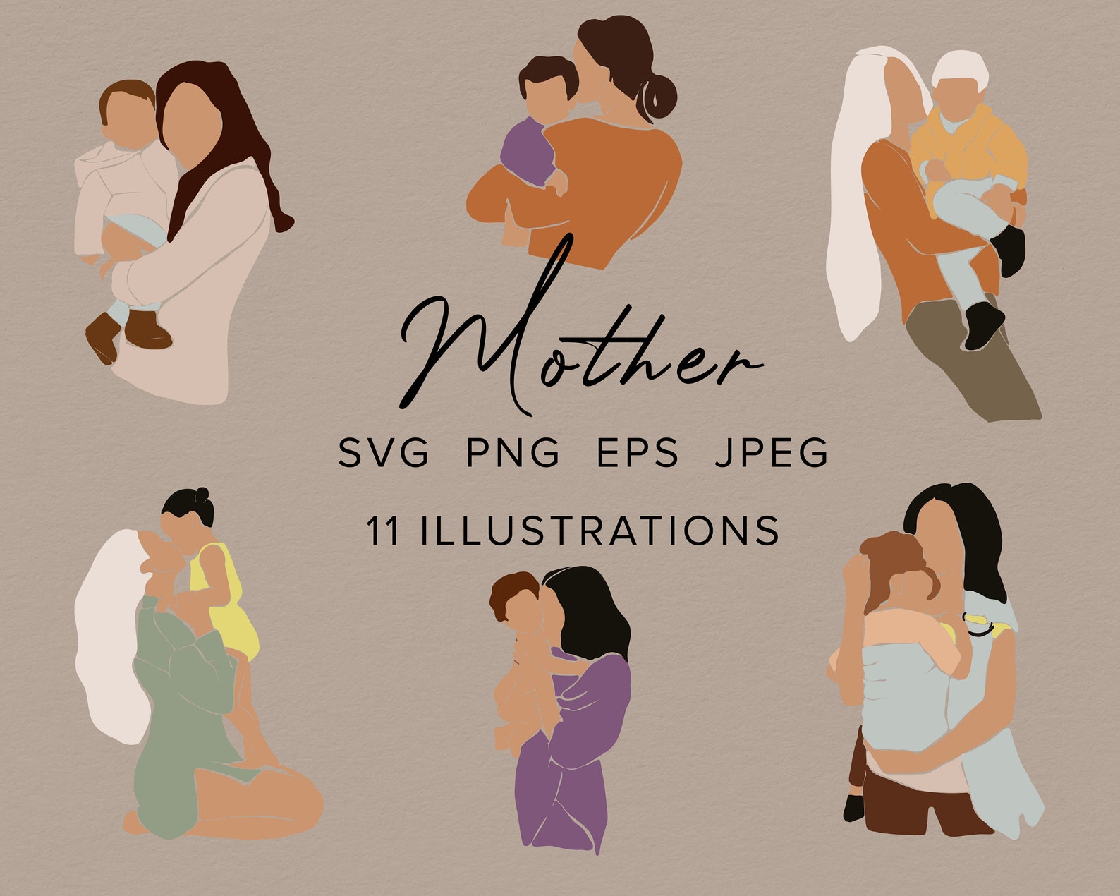 Mother Clipart Family Clipart Mother Svg Mom and Baby - Etsy