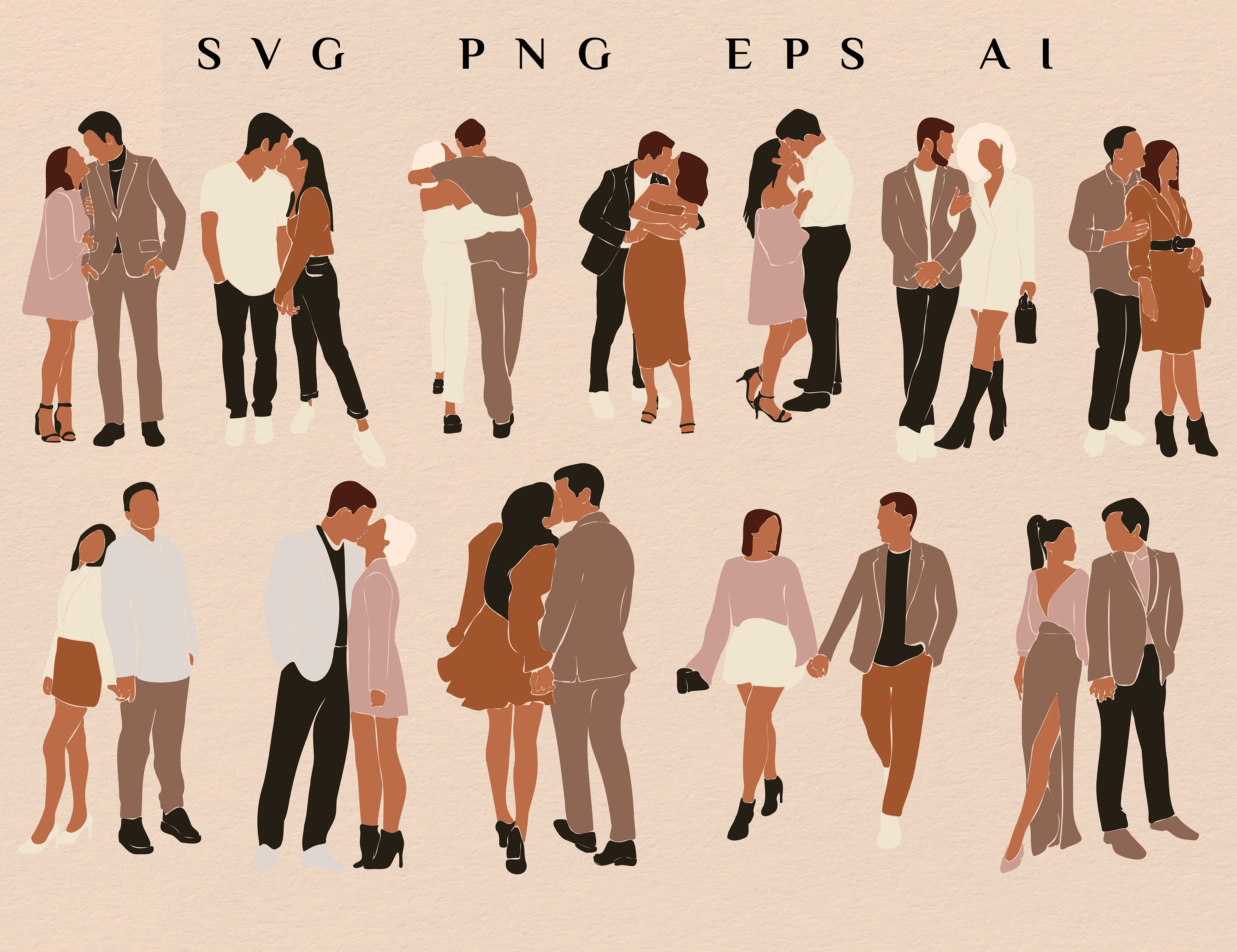 Couple Clipart, Couple Svg, Abstract Couples Svg Clipart, Girl With ...
