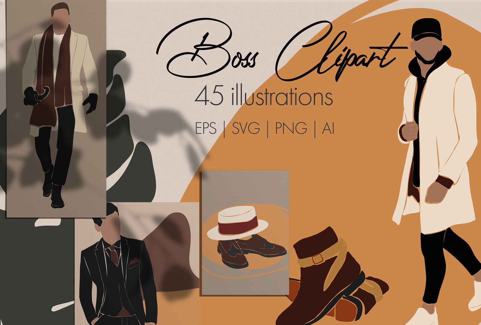 White Male Character Clipart, Boss Men Clipart, Abstract Men Art ...