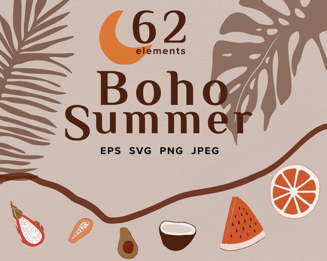 Boho Clipart Svg, Boho Fruits Clipart, Boho Fruit Png, Boho Shapes Svg ...