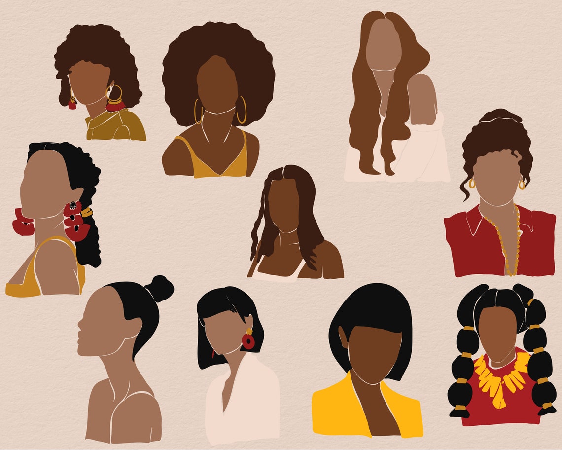 Fashion Girl Clipart, Black Woman Clipart, African American, Hair ...