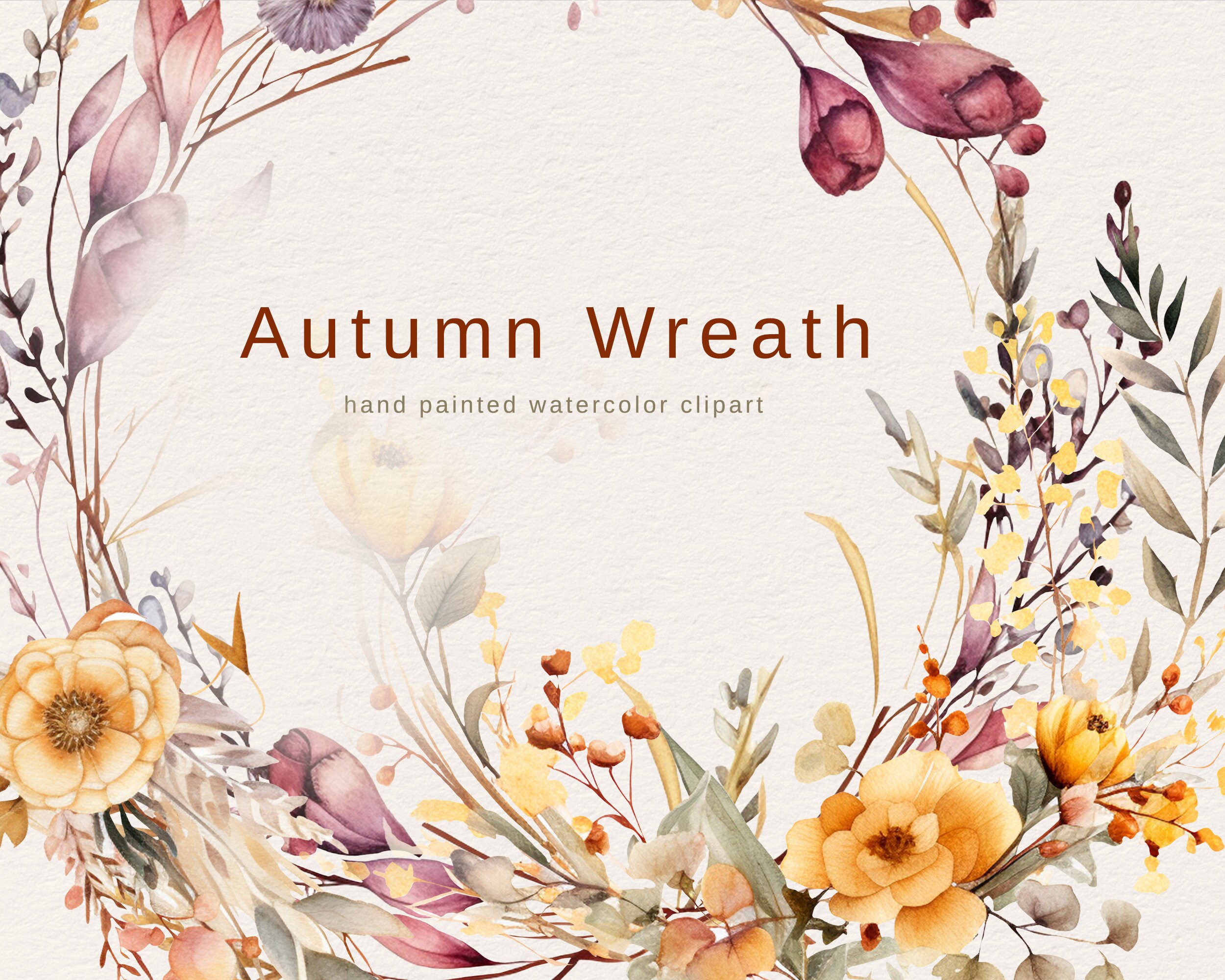 Watercolor Floral Wreath Wreath Clipart Wedding Clipart - Etsy