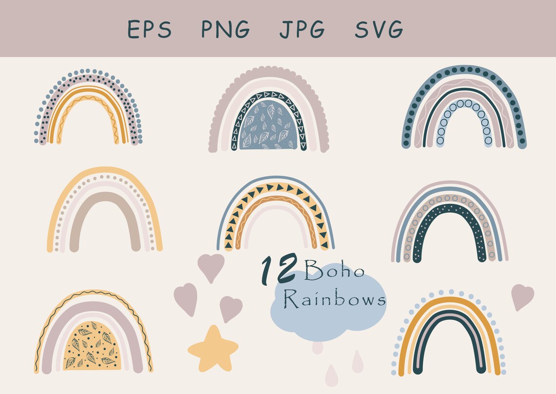 Boho Rainbow SVG Rainbow PNG Pastel Rainbow SVG Rainbow - Etsy