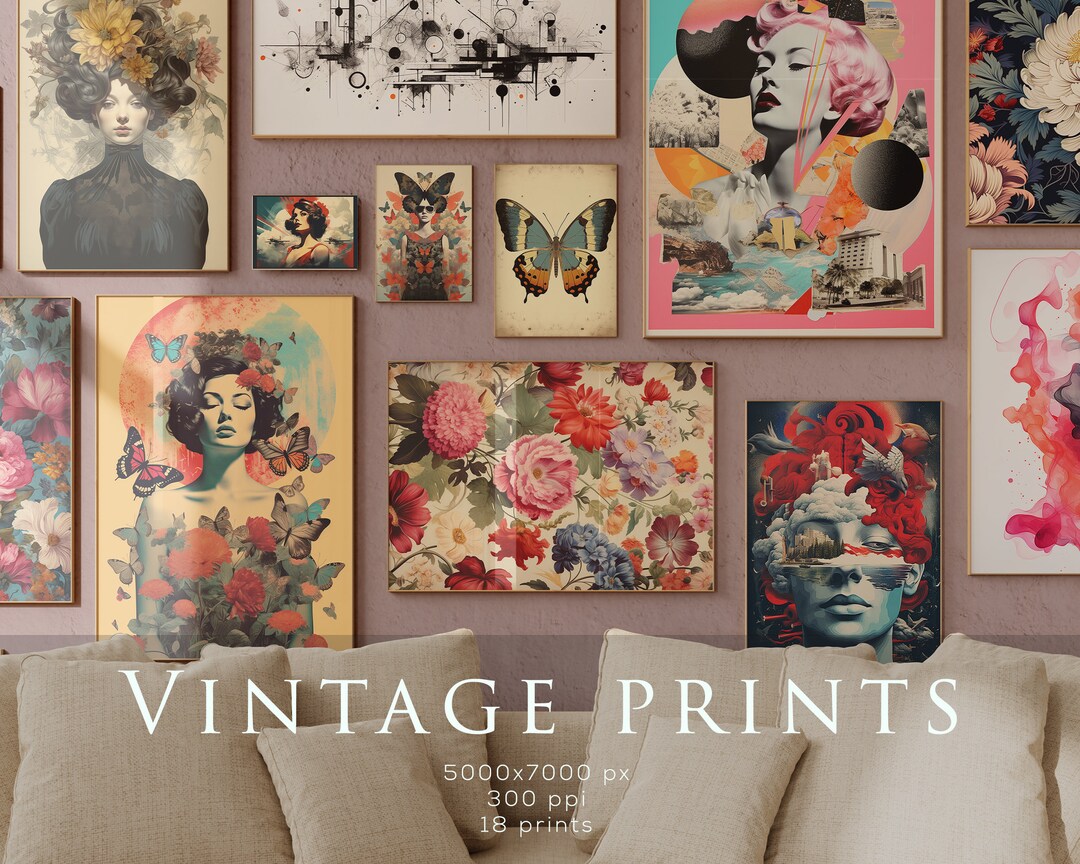 Maximalist Gallery Wall Art Set, Pink Eclectic Decor, Mximalist ...