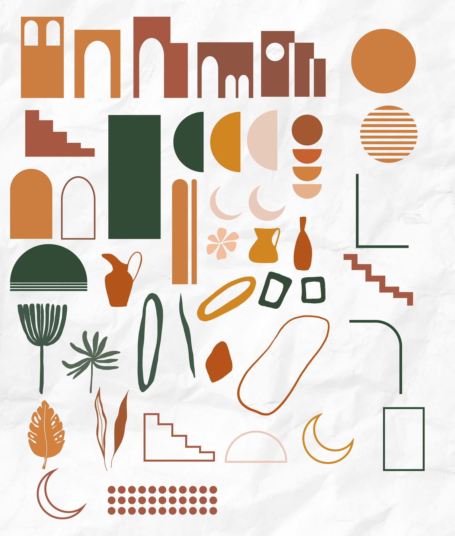 Boho Clipart Geometric Shapes Svg Bundle Abstract Geometric - Etsy