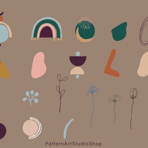 Boho Clipart, Abstract Boho Clipart Modern Boho Collageshapes Svg Boho ...