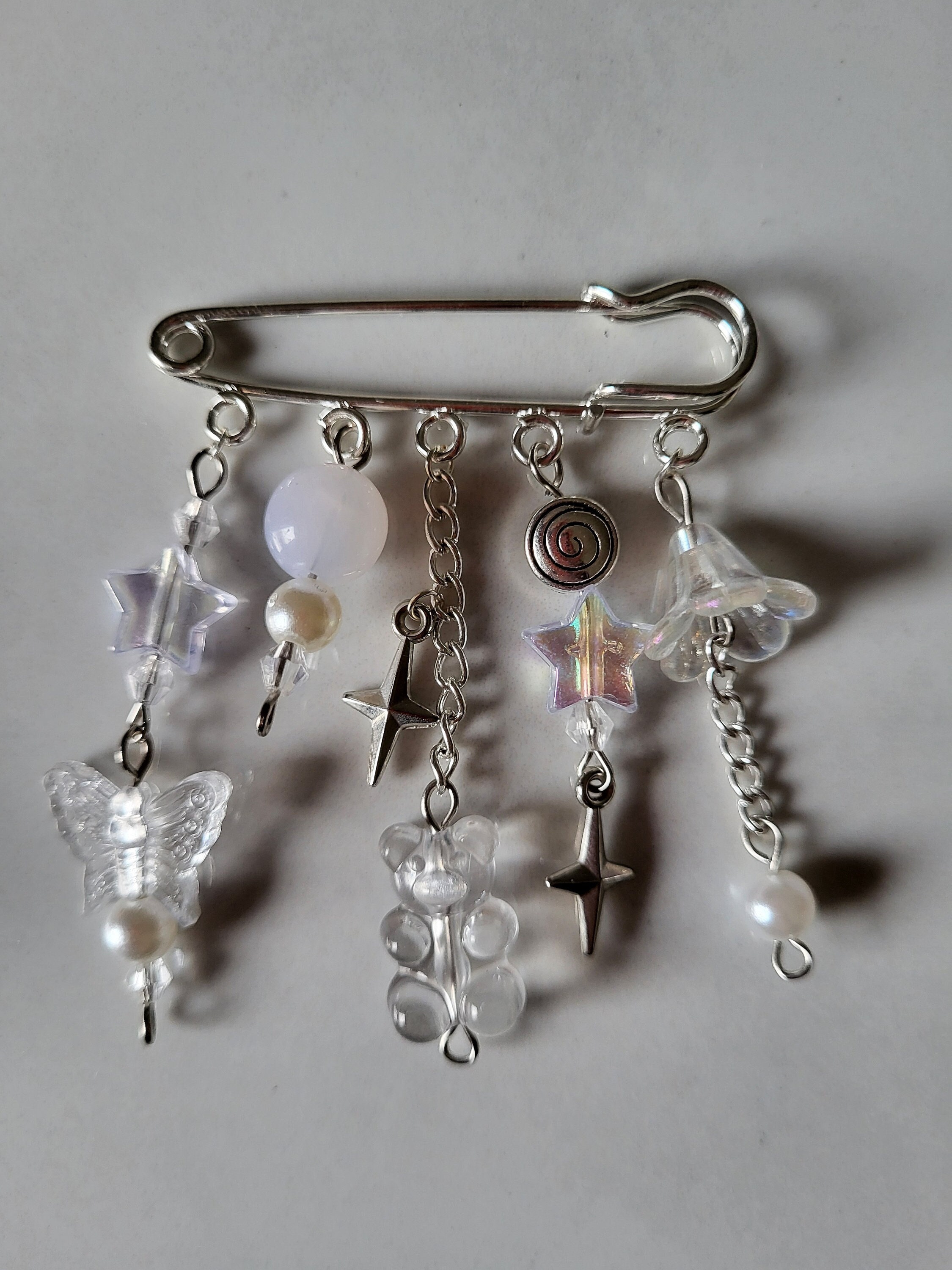 Handmade Beaded Bag Charms. Safety Pin Bag Accessory. - Etsy UK
