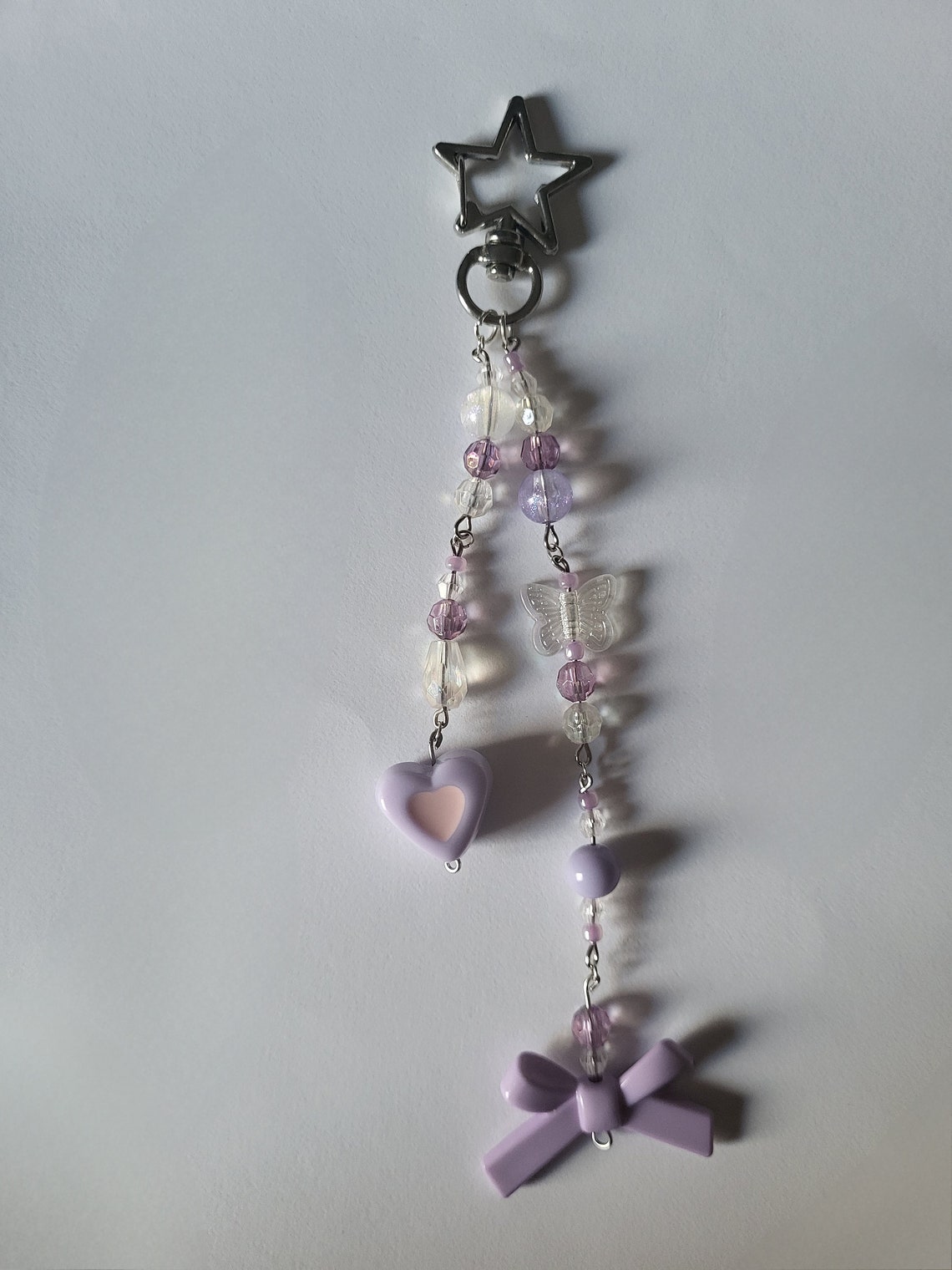 Multiple Colour Beaded Star Clasp Key Chain. Bag Charms Perfect ...