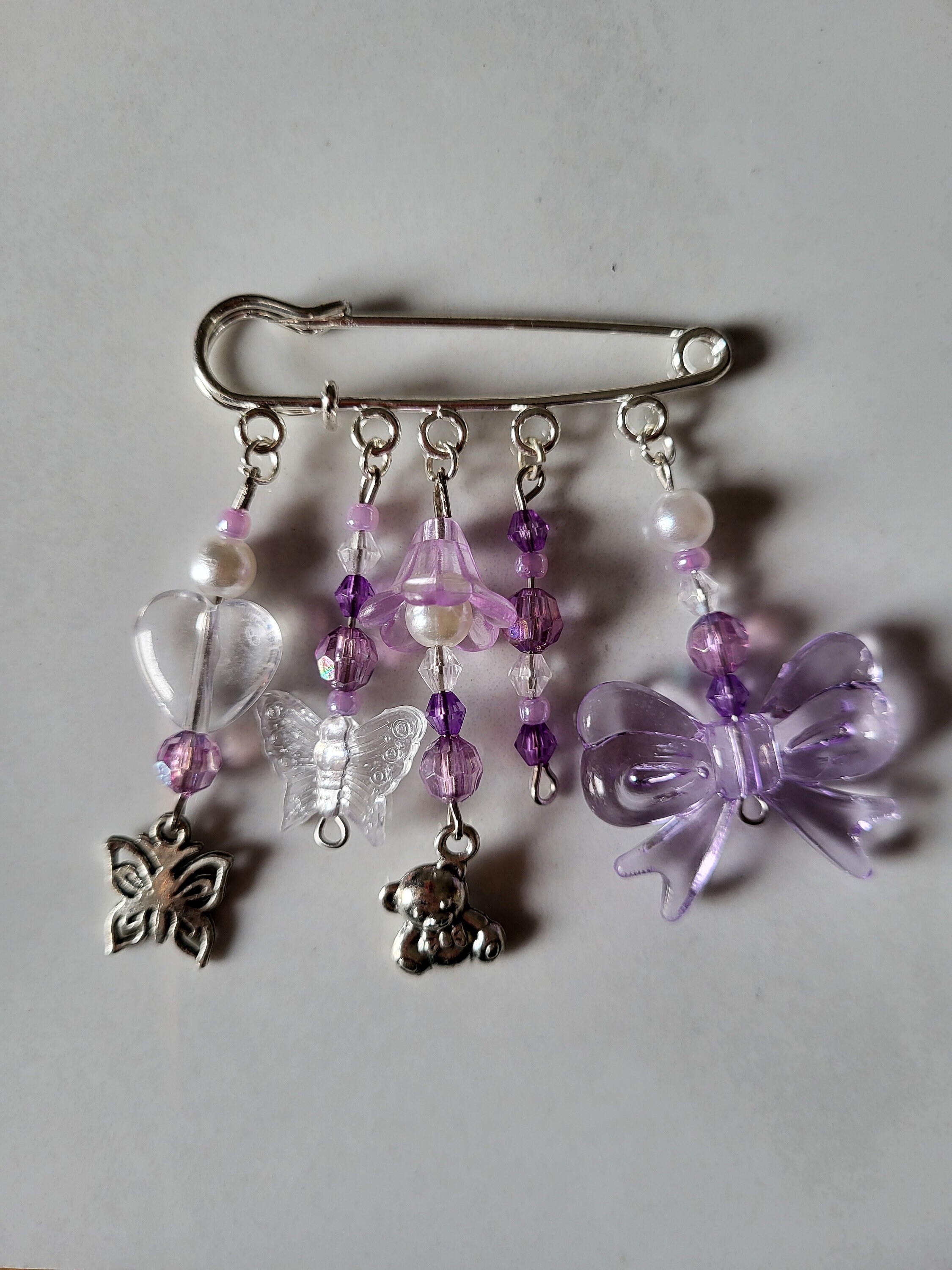 Handmade Beaded Bag Charms. Safety Pin Bag Accessory. - Etsy UK