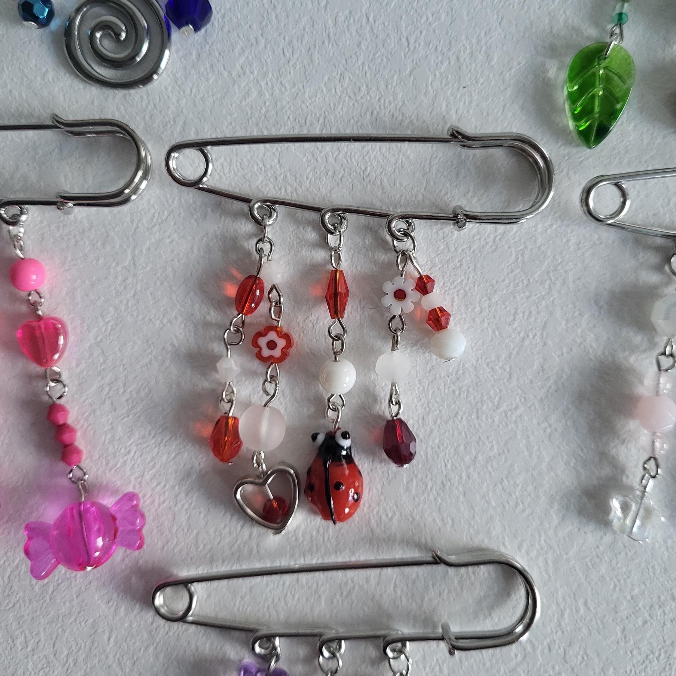 Handmade Safety Pin Bag Charms. Multicoloured Aesthetic Accessories ...