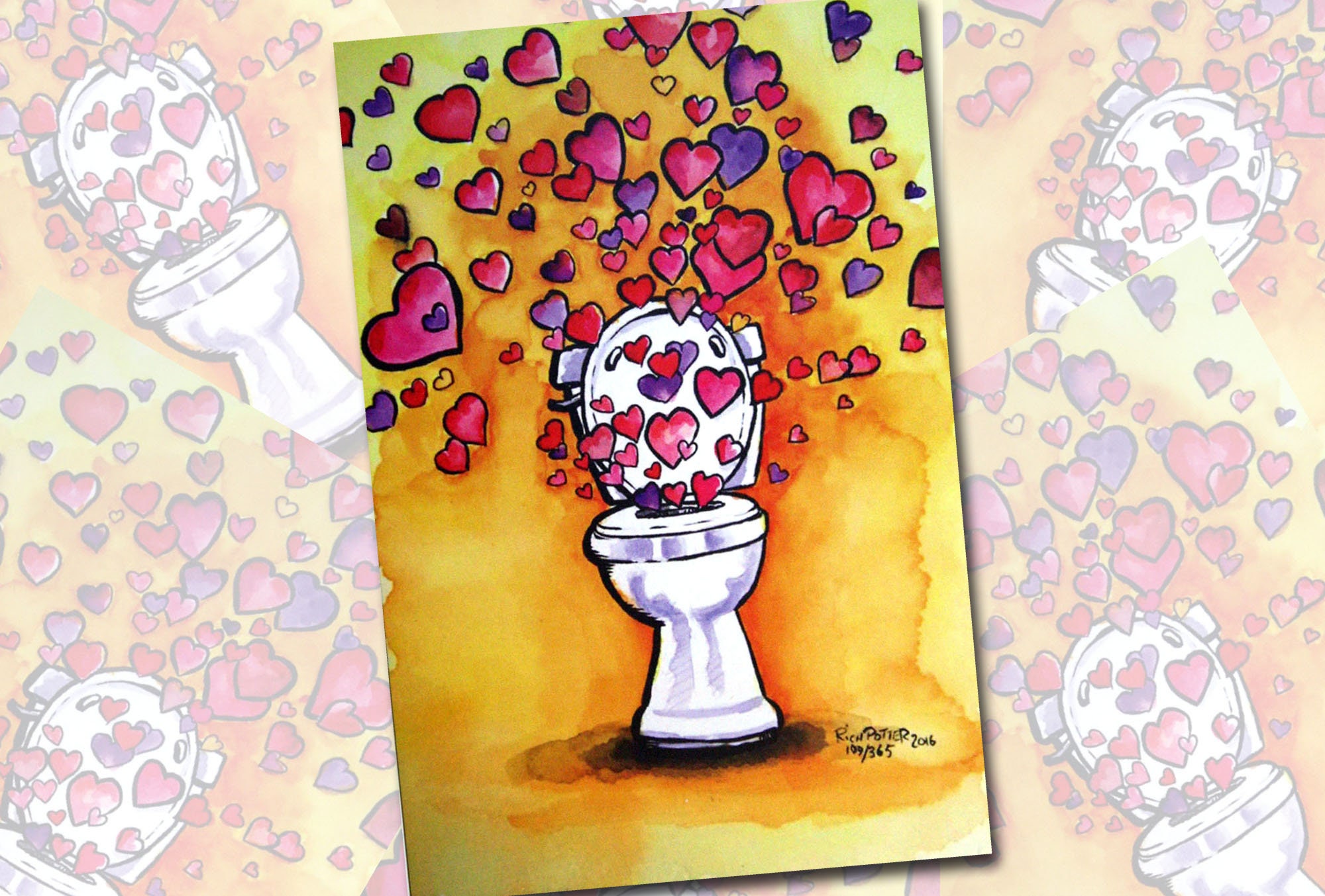 Toilet Love Postcard Funny Valentine Original Watercolor 4x6 - Etsy UK