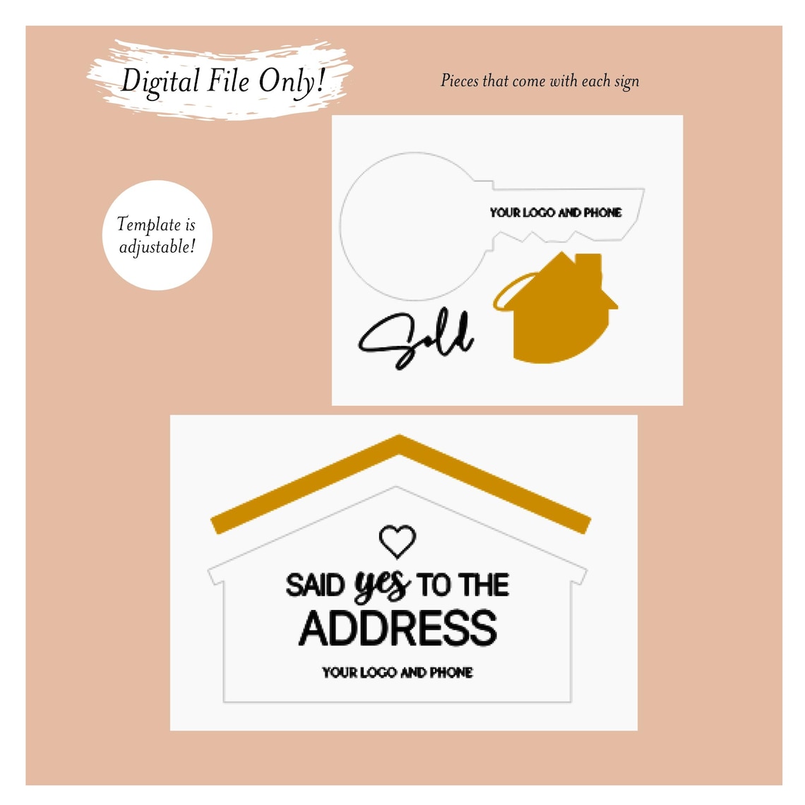 Realtor Sold Sign SVG Template File | Yes to the Address Sign | Omtech ...