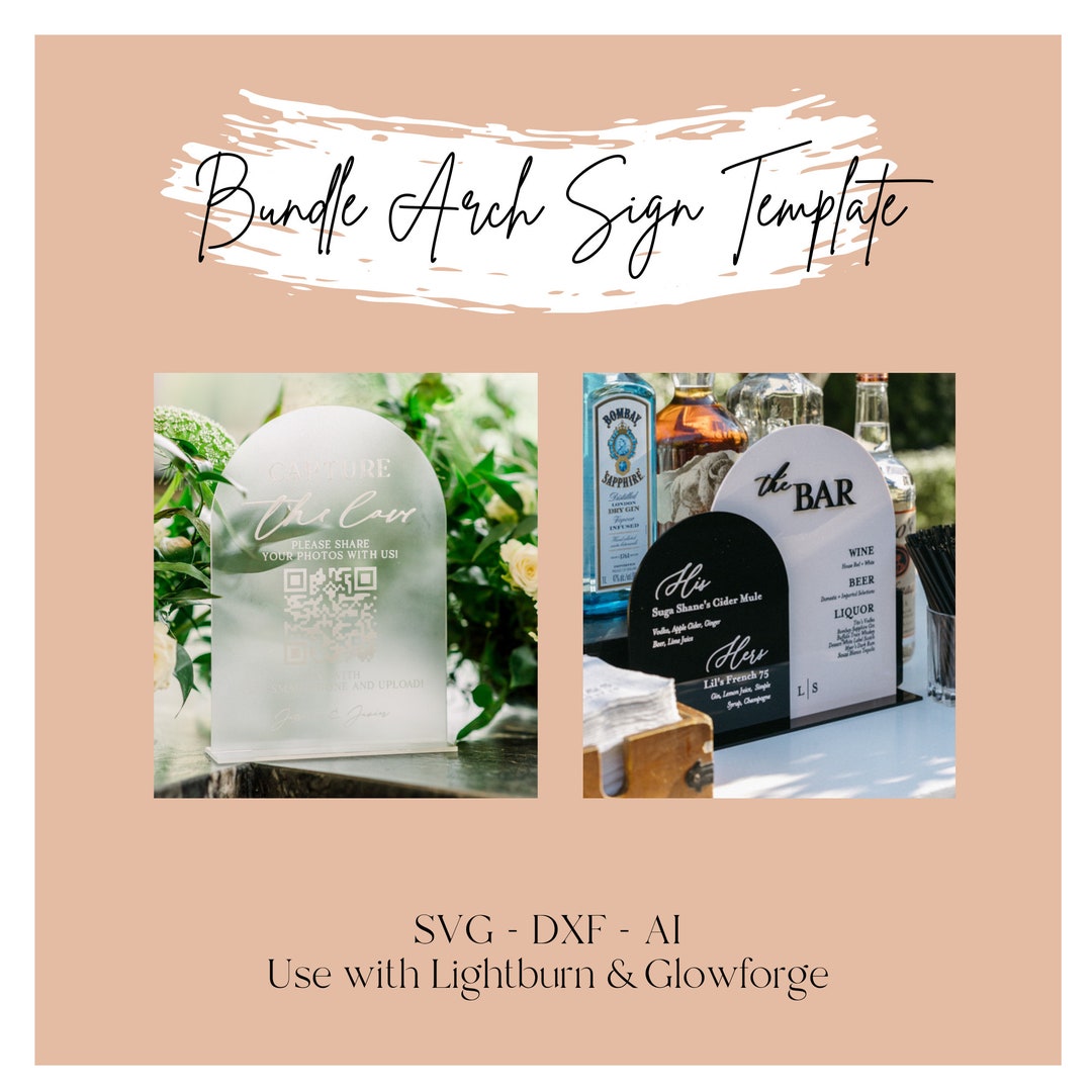 Arch Bar SVG Template File | Double Arch Sign Bundle | Omtech Glowforge ...