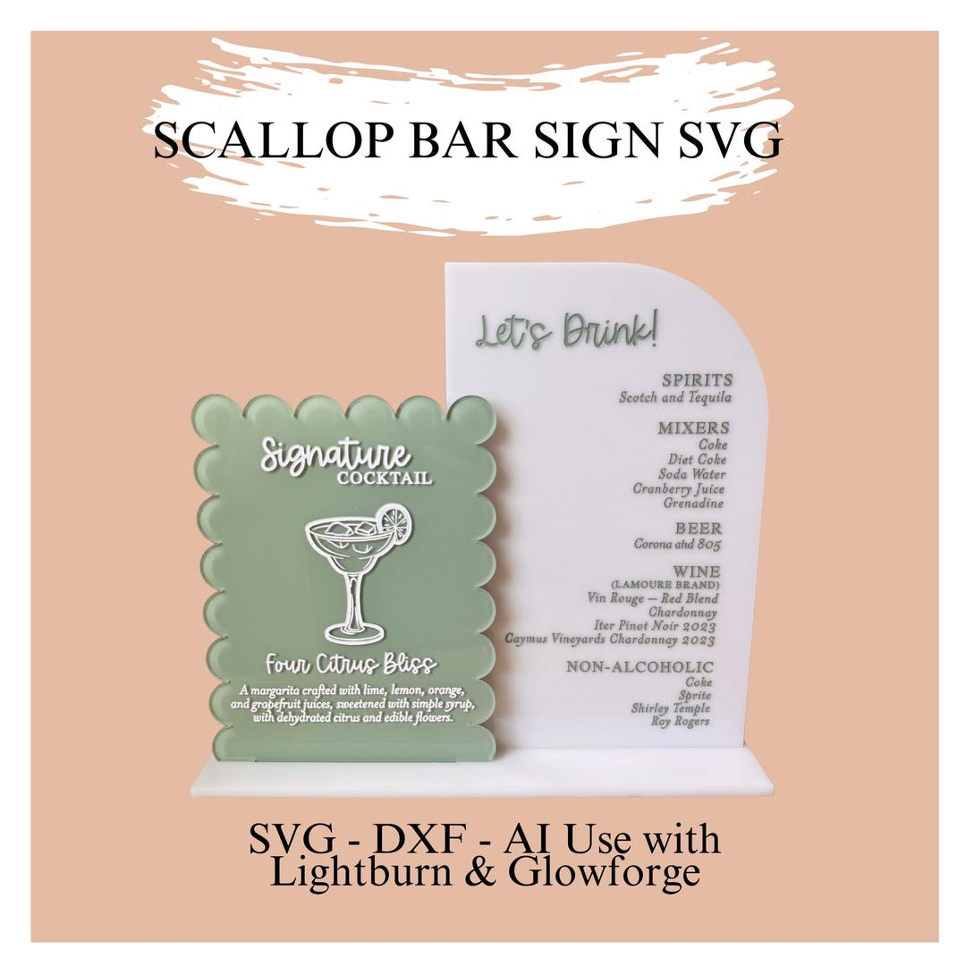 Scallop Layered Bar Sign SVG Template File | Quarter Arch Sign Bundle ...