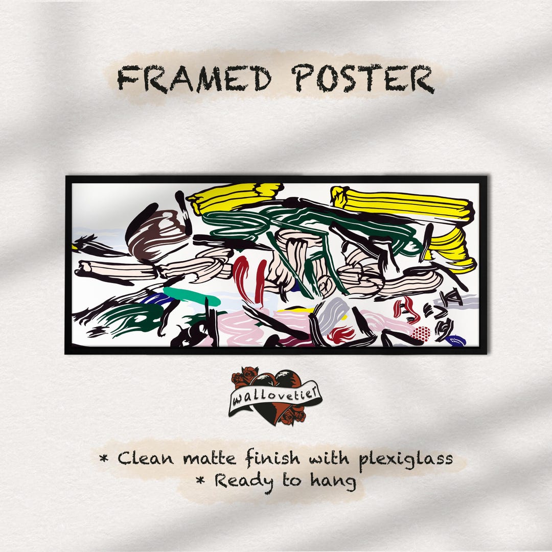 Framed Pop Art Splash, Neo Pop Art Painting, Panoramic Abstract, Bold ...