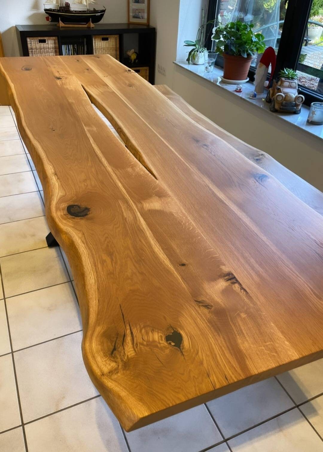 Massive Oak Kitchen Dining Table HANDMADE, Matrix Central Metal Legs - Etsy