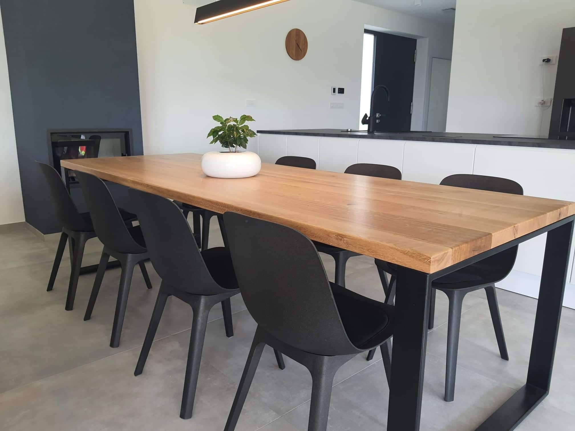 OAK DINING TABLE Solid Wood Dining Table Home Office Table Metal ...