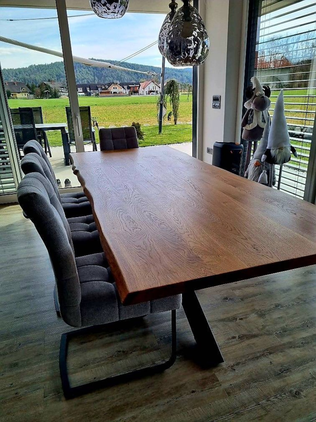 LARGE OAK TABLE, Live Edge Wood Table, Swiss Edge Table, Straight Edge ...