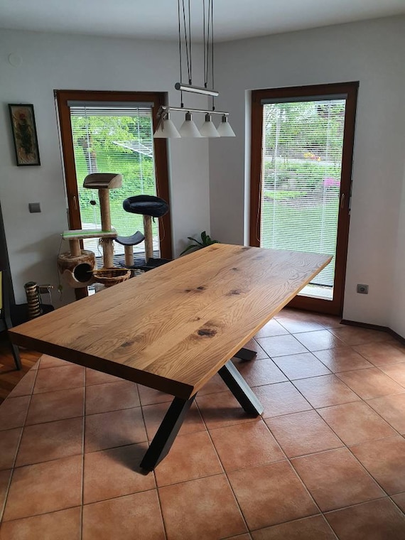 Large rustic oak dining table store