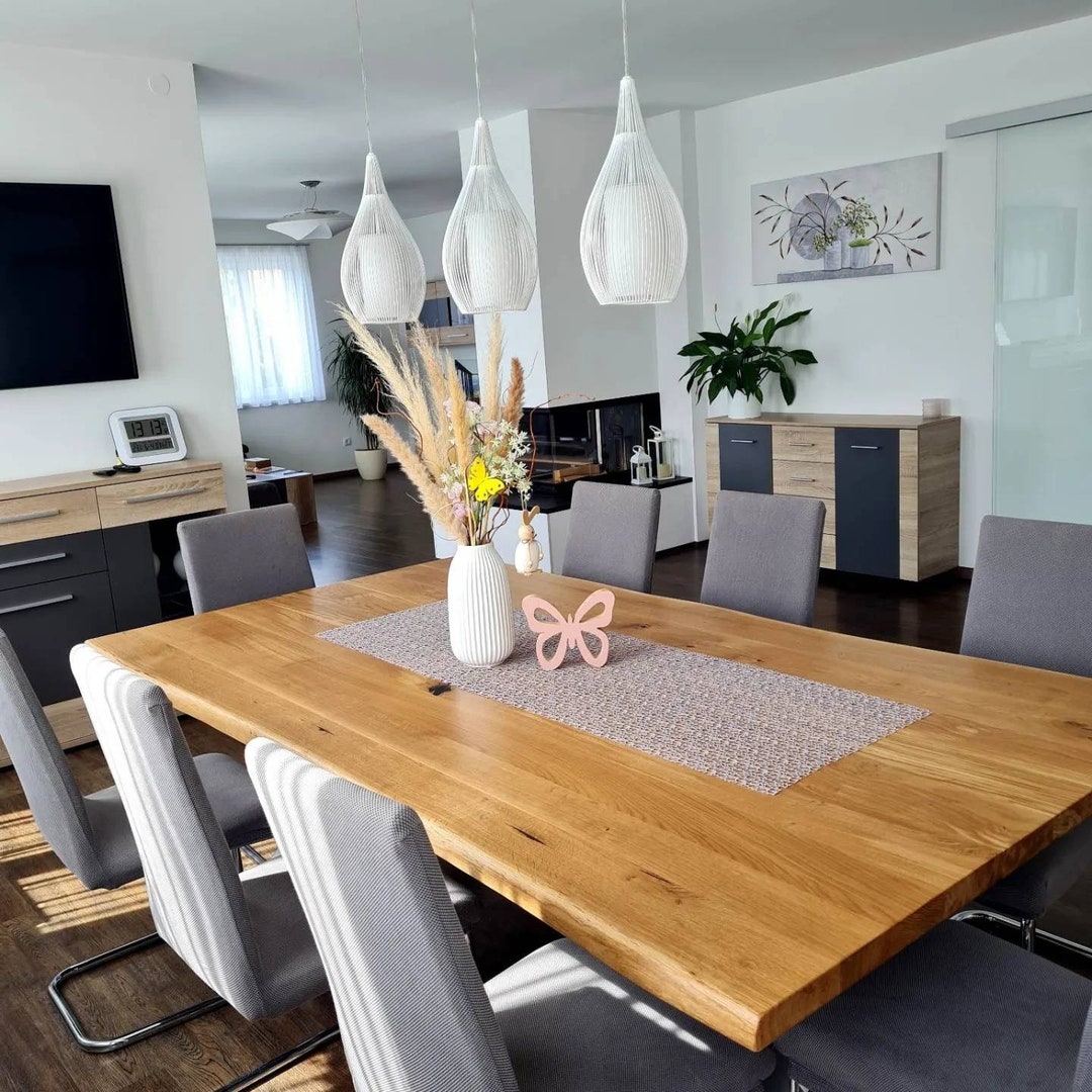 LARGE OAK TABLE, Live Edge Wood Table, Swiss Edge Table, Straight Edge ...