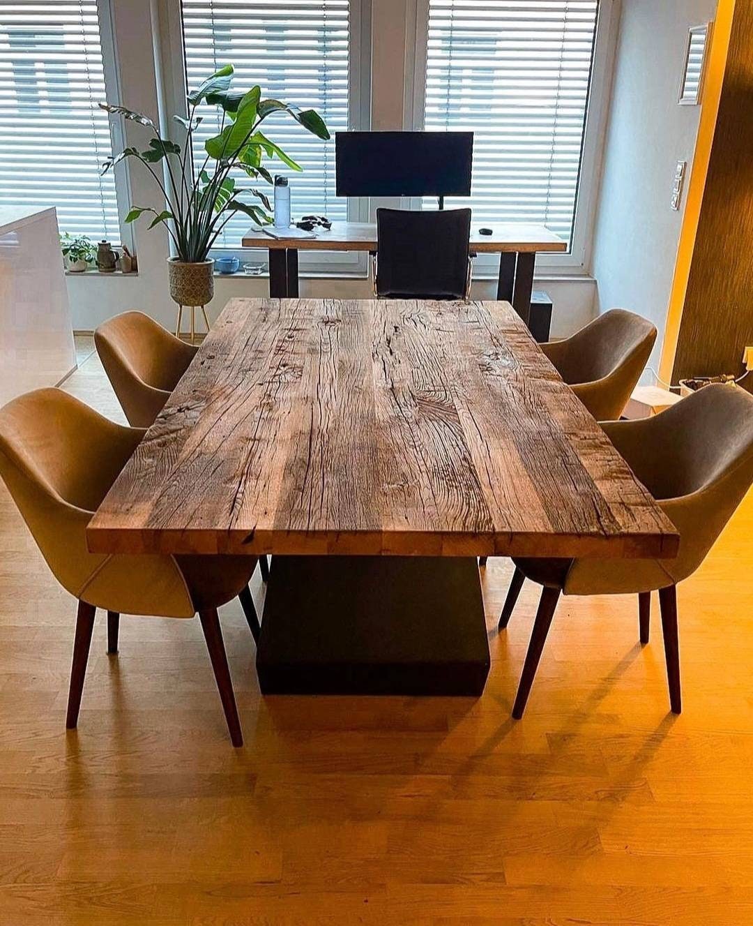 LARGE OAK TABLE, Old Wood Table, Reclaimed Table, Straight Edge Table, Natural Oak Rustic Wood ...