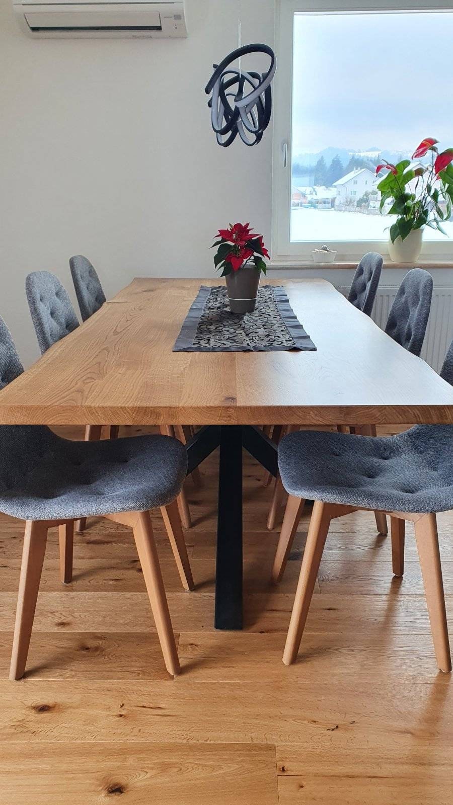 LARGE OAK TABLE, Live Edge Wood Table, Swiss Edge Table, Straight Edge ...