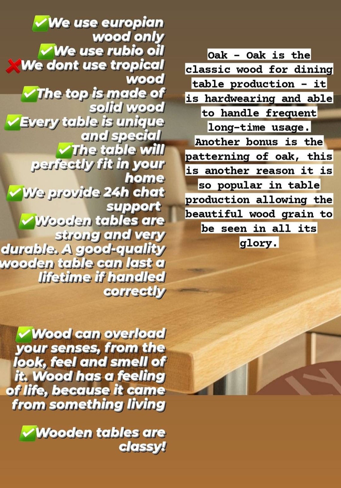 OAK DINING TABLE Solid Wood Dining Table Home Office Table Farmhouse ...