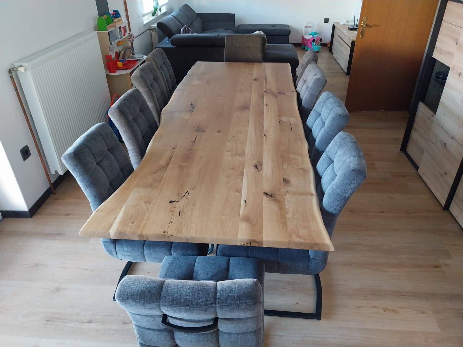 LARGE OAK TABLE, Live Edge Wood Table, Swiss Edge Table, Straight Edge ...