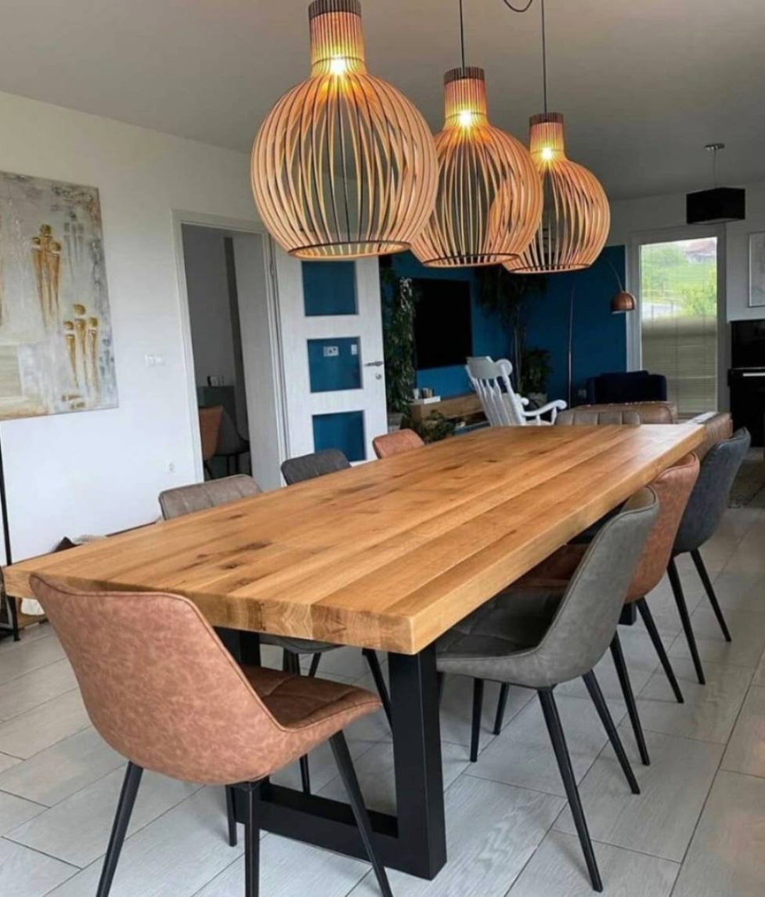 MINIMAL WOOD TABLE, Natural Oak Table, Oak Kitchen Table, Varnish Table ...