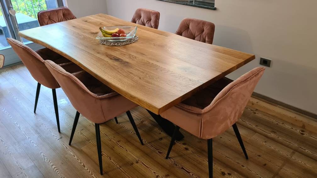 WOODEN DINING TABLE, Live Edge Wood Table, Minimal Wood Table, Straight ...