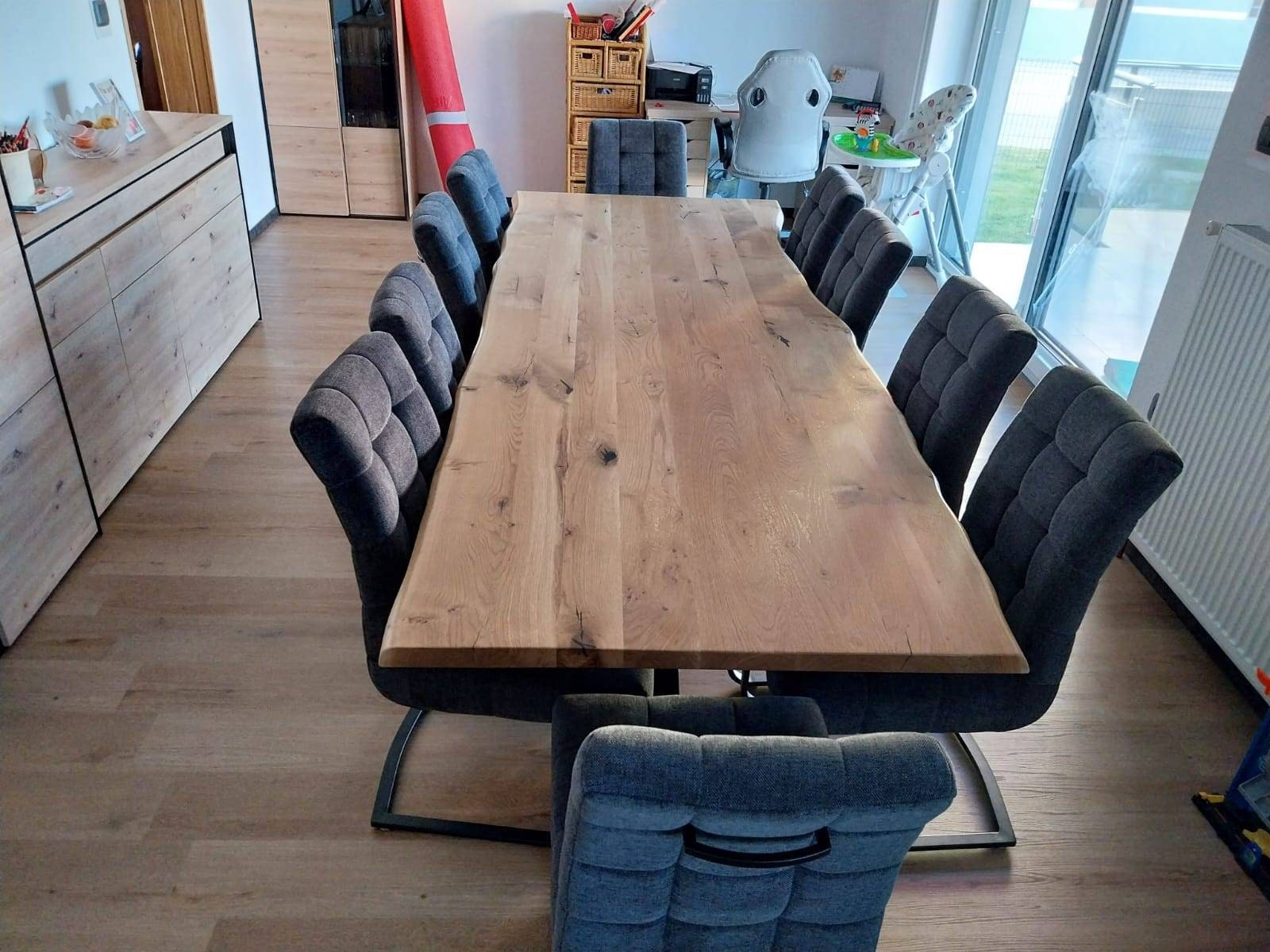 LARGE OAK TABLE, Live Edge Wood Table, Swiss Edge Table, Straight Edge ...