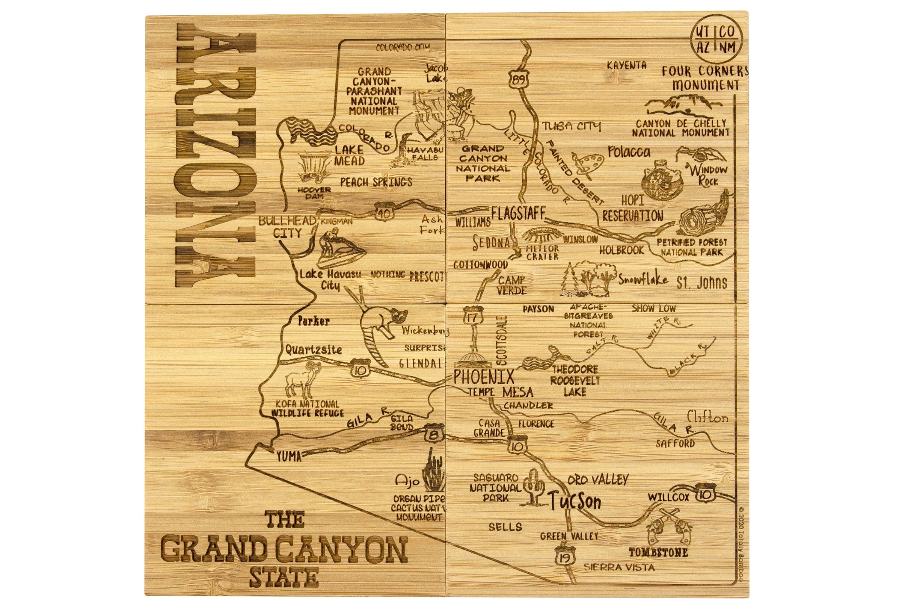 Arizona Landmark and State Destination Puzzle Coaster Set 4 Coasters ...