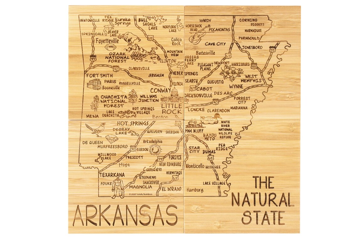 Arkansas Landmark and State Destination Puzzle Coaster Set 4 Coasters ...